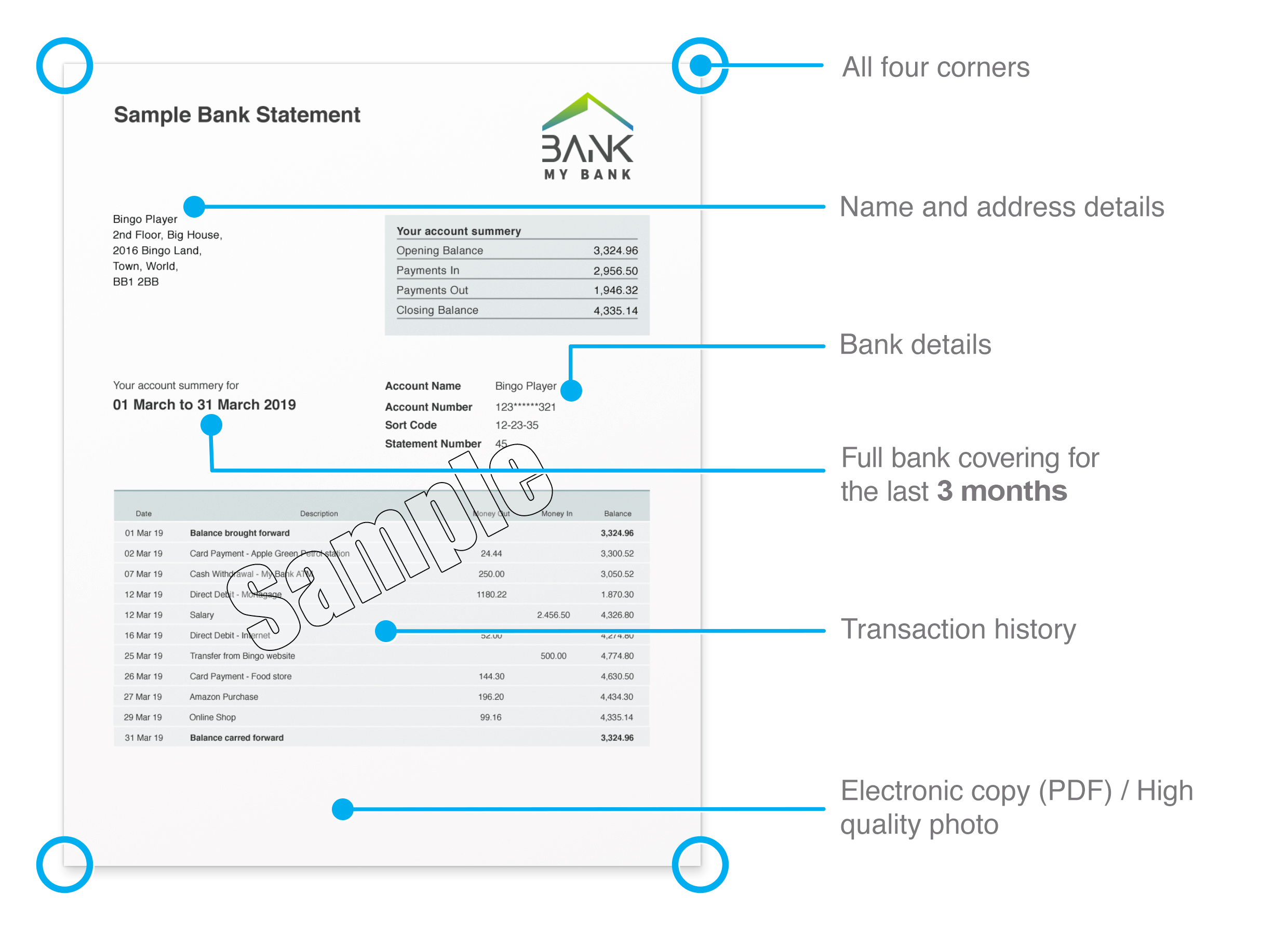 Bank statement document Details